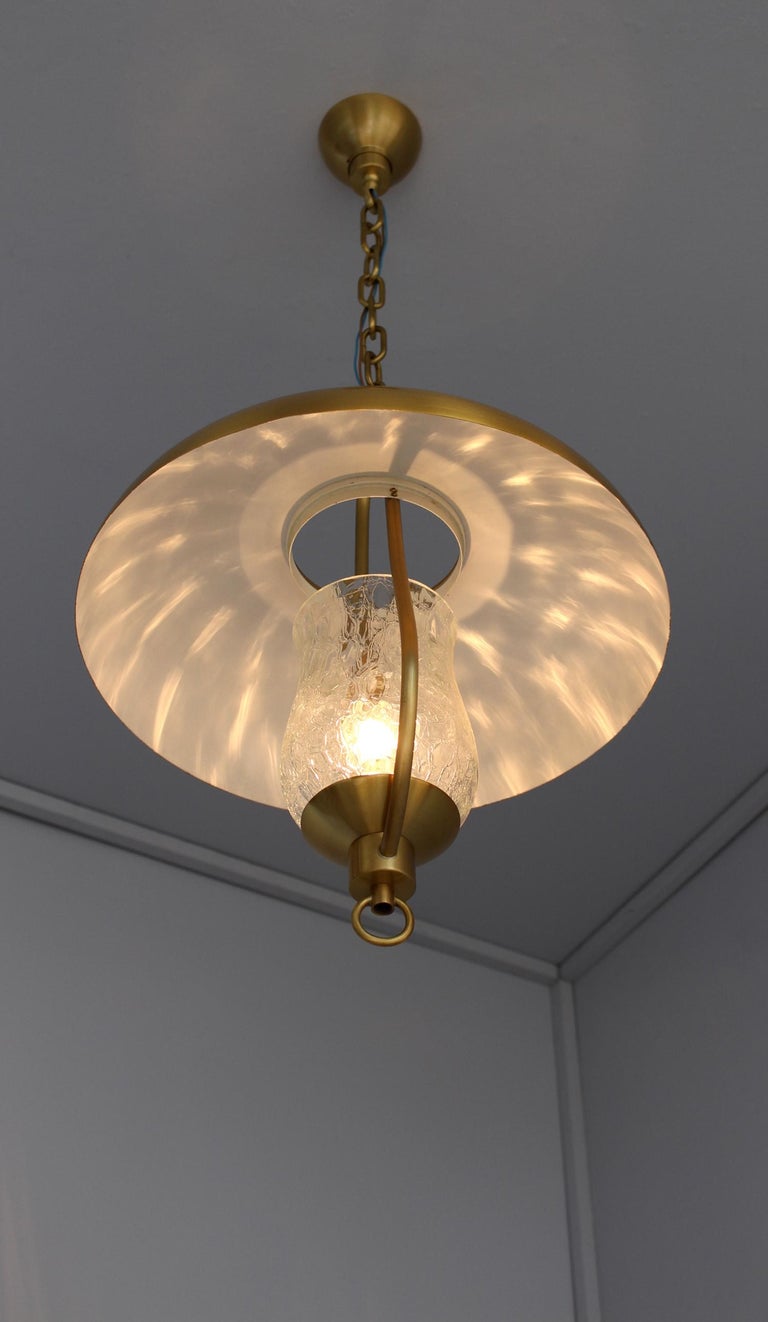 3 Fine French Hanging Bronze and "Craquelé" Glass Lanterns by Jean ...