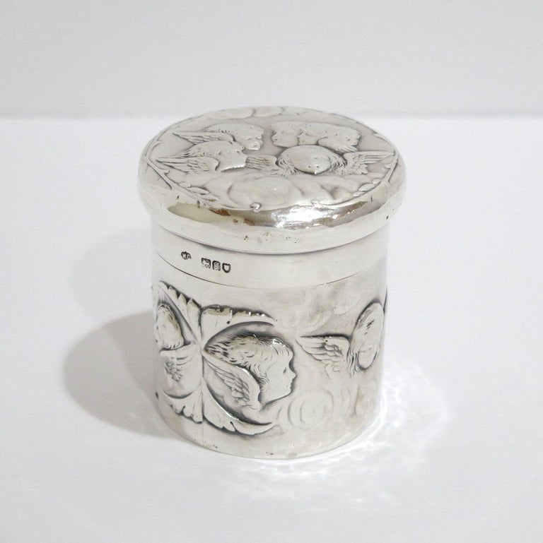 Sterling Silver William Comyns Antique English 1902 Angels Round Jar ...
