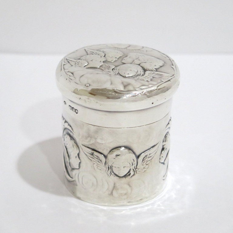 Sterling Silver William Comyns Antique English 1902 Angels Round Jar ...