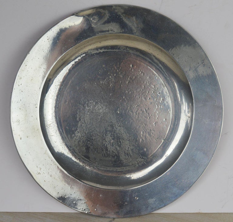 3 Large Antique Brightly Polished Pewter Chargers, 18th Century For ...