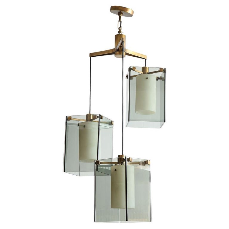 3-Light Pendant by Max Ingrand for Fontana Arte For Sale at 1stDibs