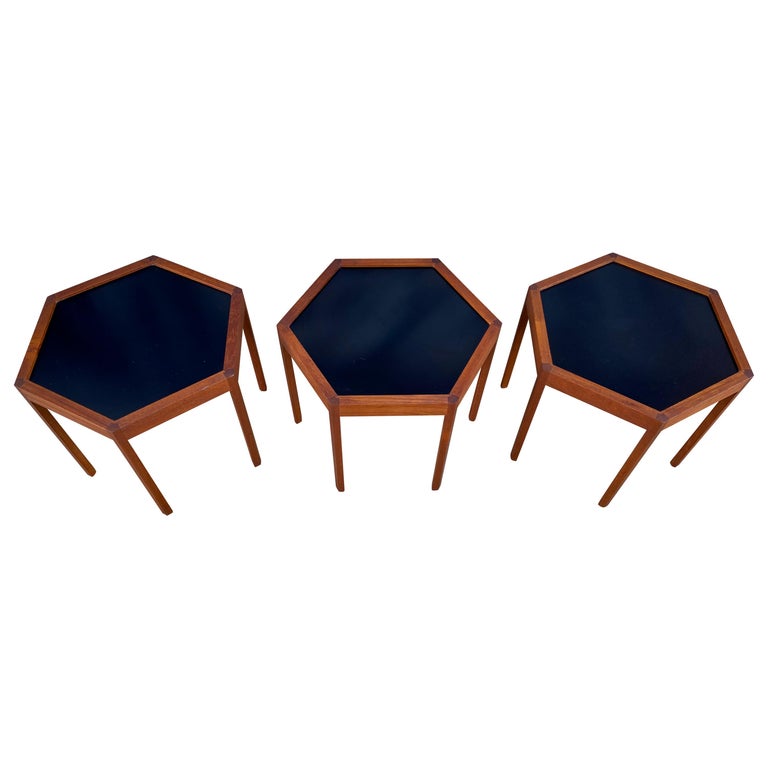 '3' Midcentury Danish Modern Teak Hexagon Stacking Tables by Hans ...