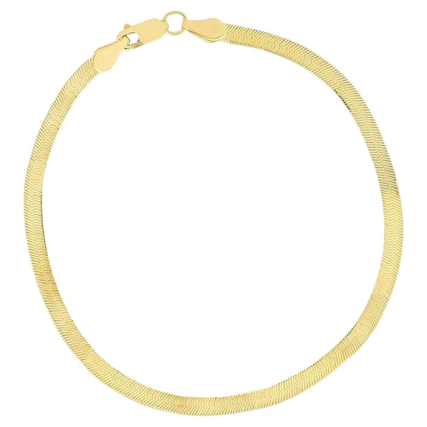 3 mm Herringbone Classic Snake Silk 7 Inch Bracelet 14K Yellow Gold at ...