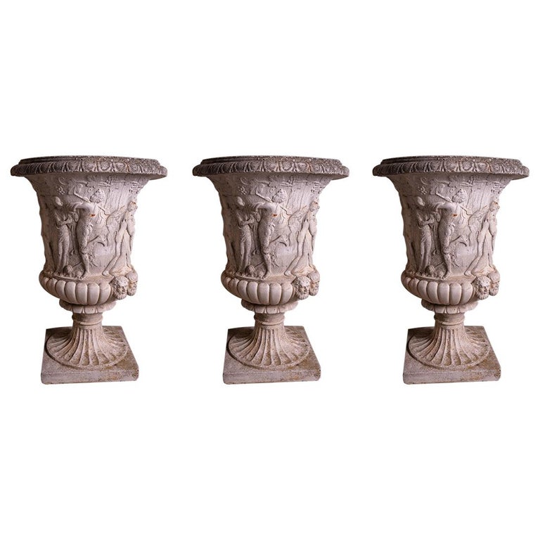 1 Pair of Terracotta Neoclassical Garden Pots at 1stDibs