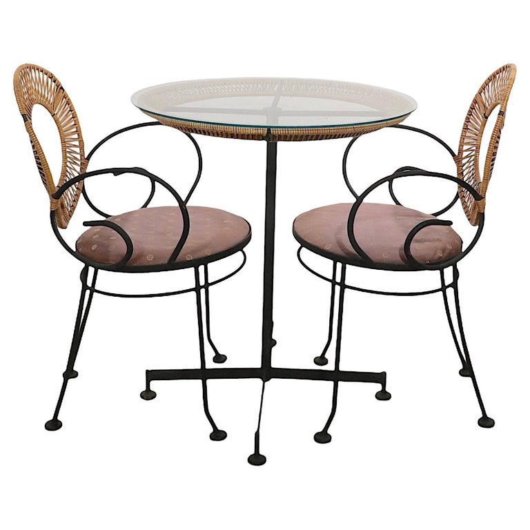 Mid Century Cafe Dinette Set Inc. Table and Two Chairs Attributed to ...