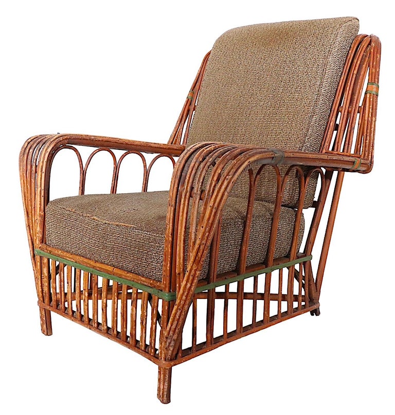 3 Pc Set Art Deco Split Reed Chairs and Ottoman, circa 1920-1930s For ...