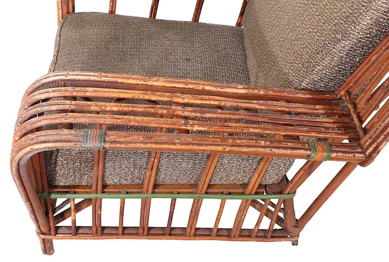 3 Pc Set Art Deco Split Reed Chairs and Ottoman, circa 1920-1930s For ...