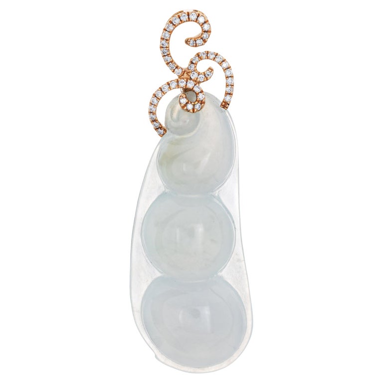 3 Peas in a Pod Pendant 14k Rose Gold Diamond Estate Fine Jewelry For ...
