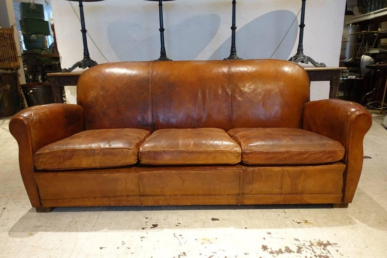 Three-Person Leather Club Sofa For Sale at 1stDibs | leather sofas for ...