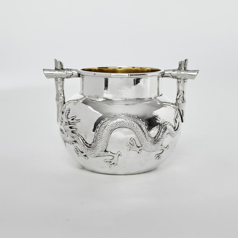 3 Piece Antique Chinese Silver Tea Set For Sale at 1stDibs