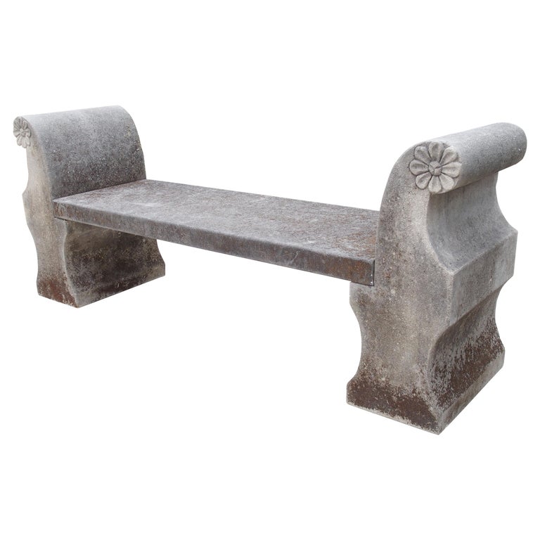 3-Piece Carved Italian Limestone Garden Bench at 1stDibs