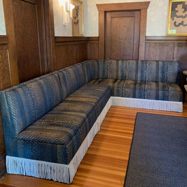 3 Piece Custom Corner Banquette Seating Newly Upholstered with Fringe ...