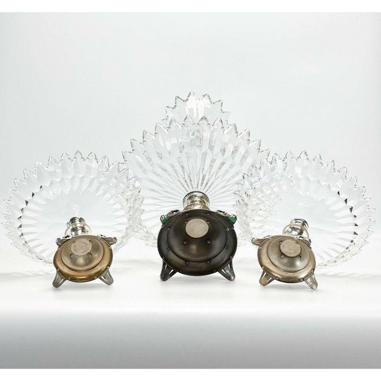 3 Piece Cut Glass Table Garniture and JM van Kempen and Zonen Dutch 833 ...