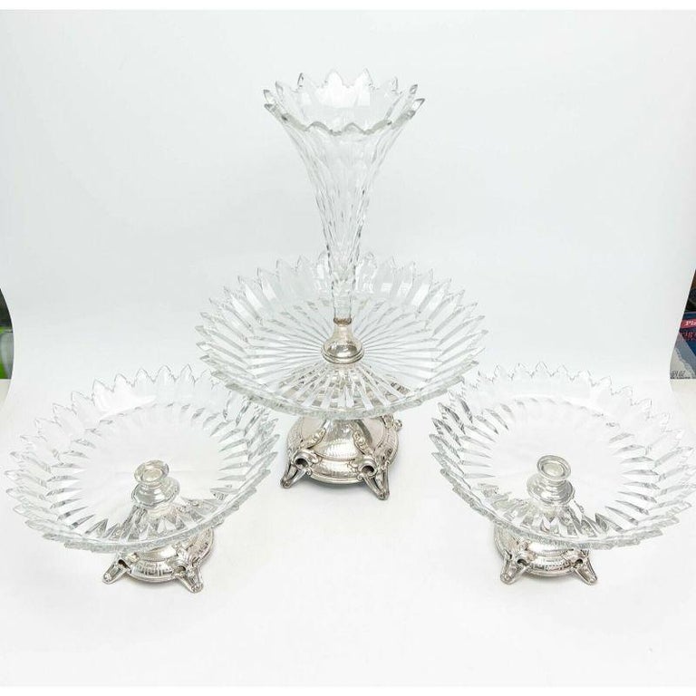 3 Piece Cut Glass Table Garniture and JM van Kempen and Zonen Dutch 833 ...