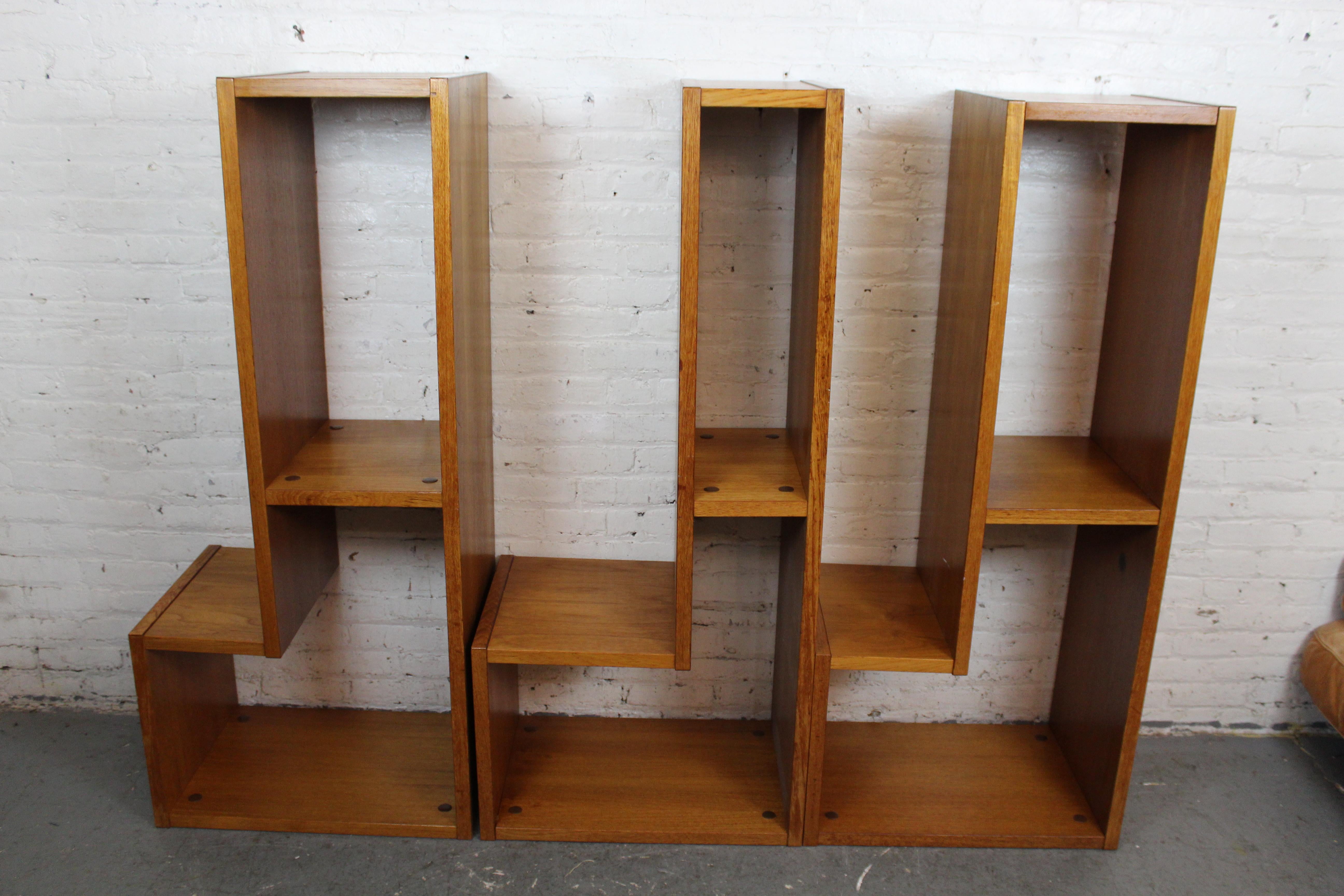 3-Piece Danish Teak Modular Jigsaw Shelving For Sale at 1stDibs
