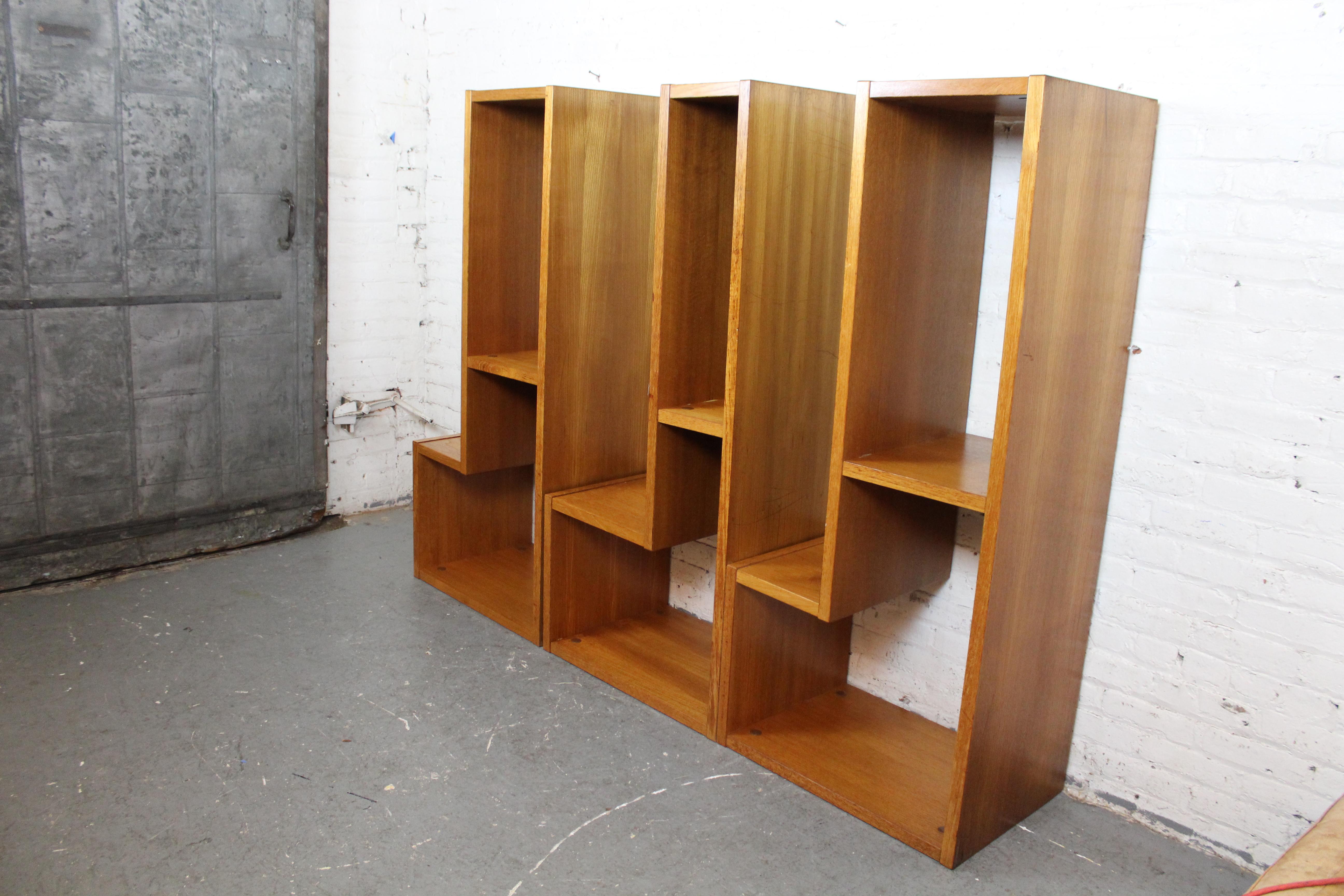 3-Piece Danish Teak Modular Jigsaw Shelving For Sale at 1stDibs