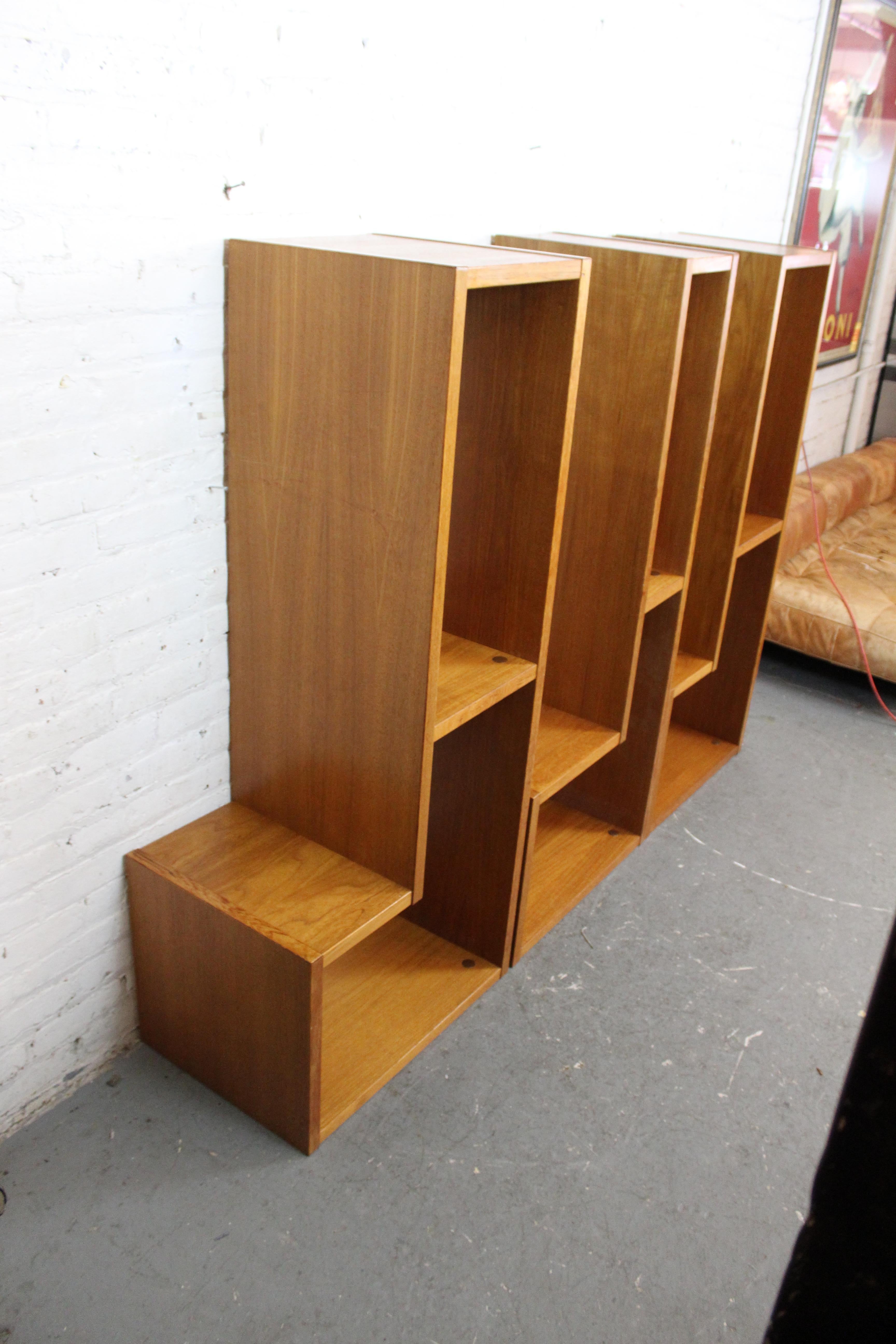3-Piece Danish Teak Modular Jigsaw Shelving For Sale at 1stDibs