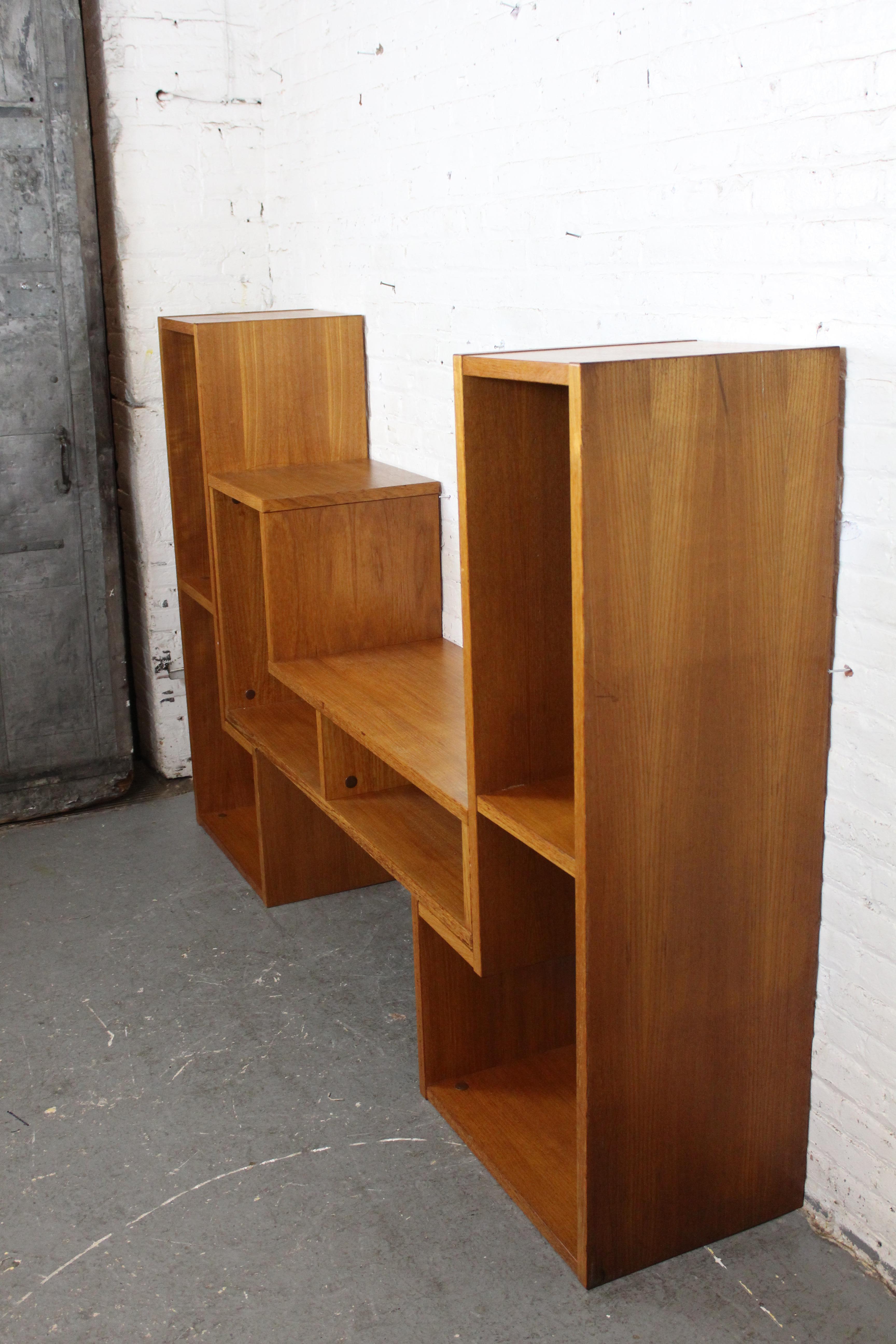 3-Piece Danish Teak Modular Jigsaw Shelving For Sale at 1stDibs