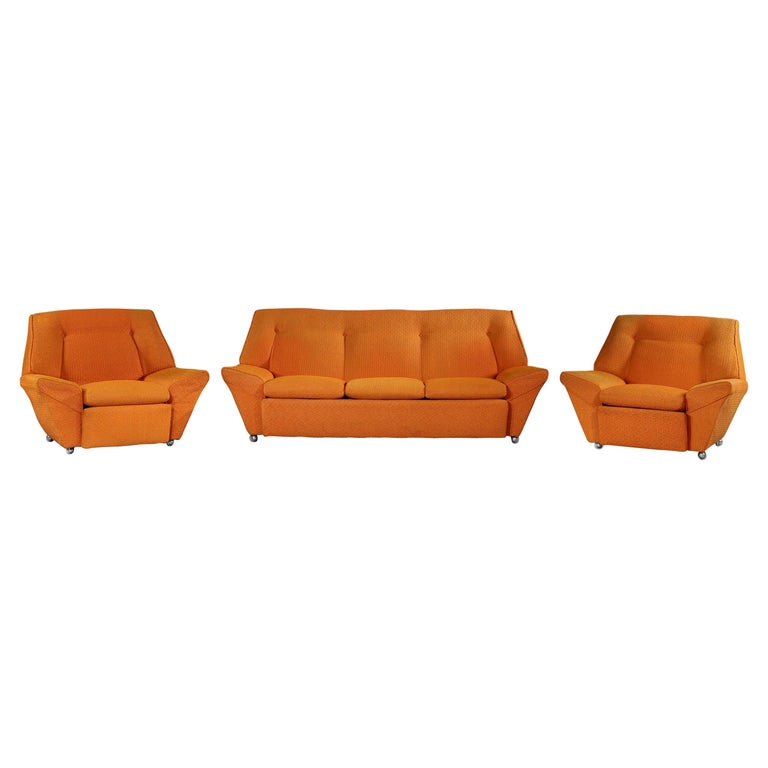 orange settee sofa
