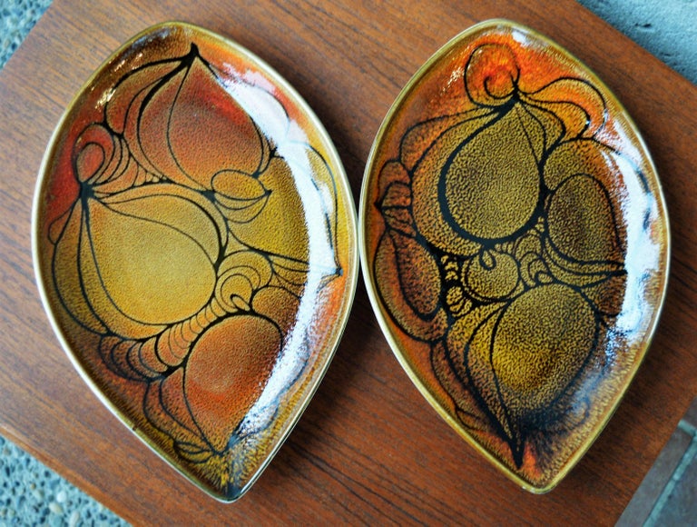 Three Poole Pottery English Sword Blade Shaped Aegean Dishes, Abstract ...