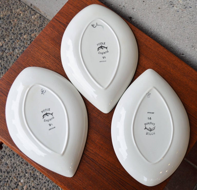 Three Poole Pottery English Sword Blade Shaped Aegean Dishes, Abstract ...