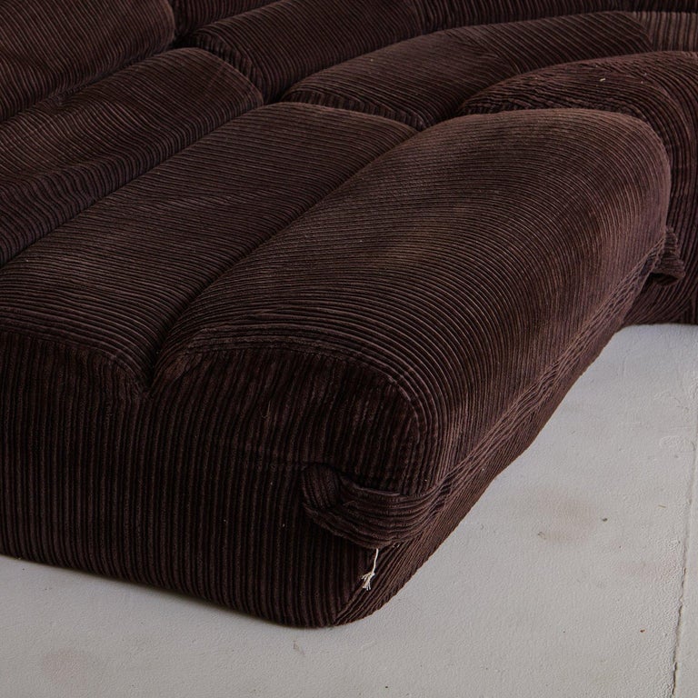 3-Section Channeled Curved Corner Sofa, France, 1970s For Sale at 1stDibs