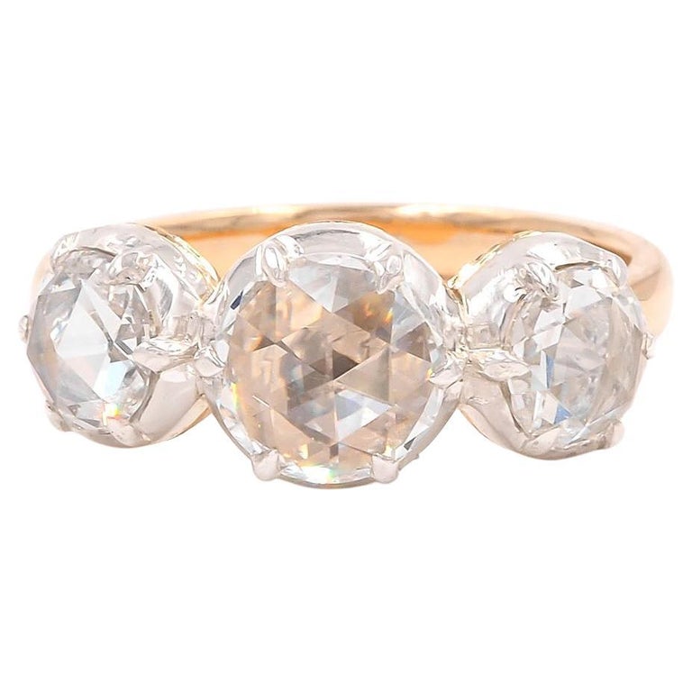 3-Stone Collet Set Rose Cut Diamond Ring from Bespoke by Platt ...