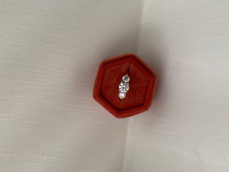 Customizable 3 Stone Diamond Engagement Ring 14k White Yellow Gold For
