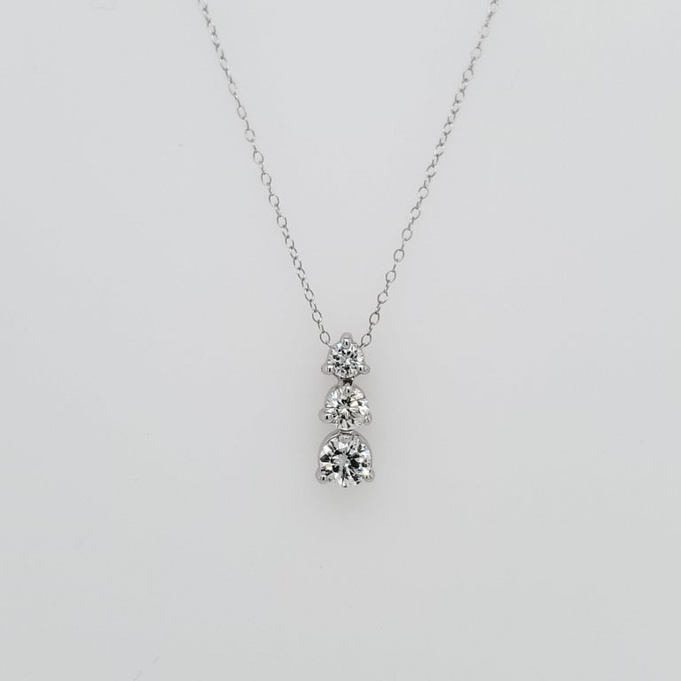 3-Stone Drop Pendant Style Diamond Necklace For Sale at 1stDibs