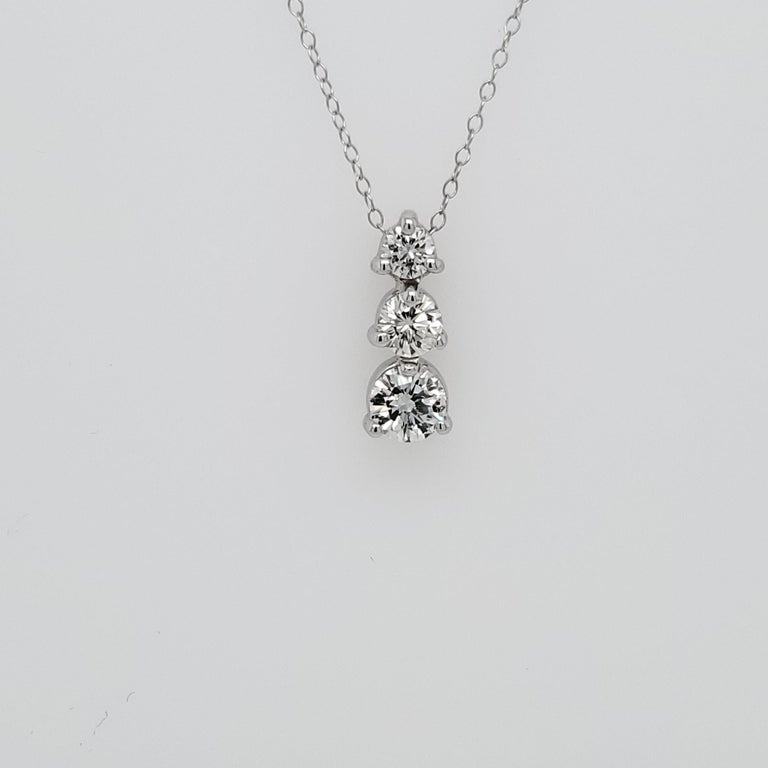 3-Stone Drop Pendant Style Diamond Necklace For Sale at 1stDibs