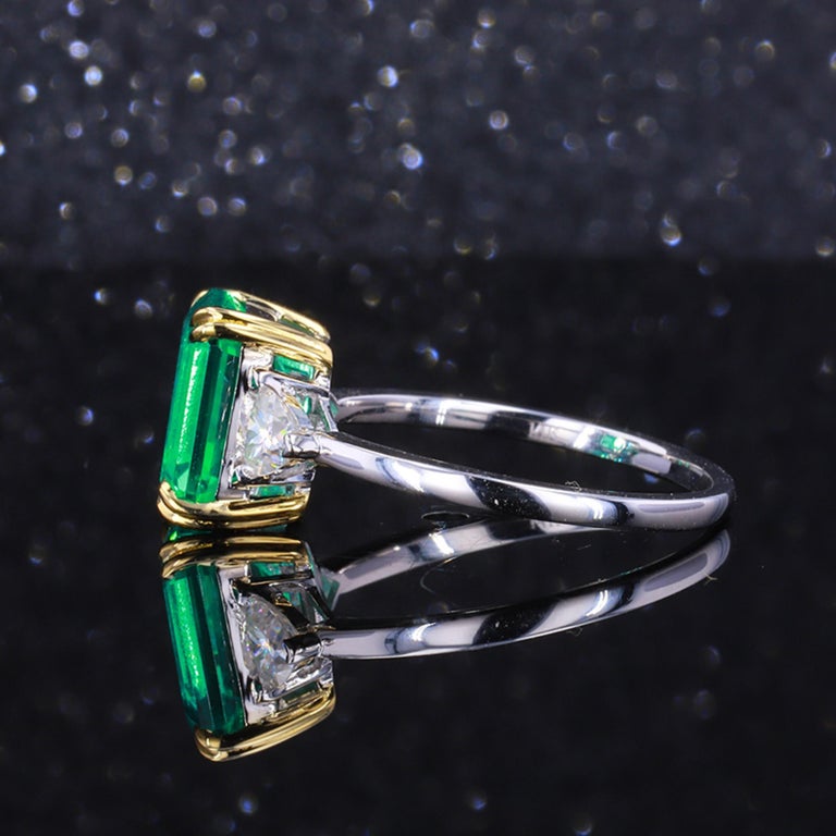 Customizable 3 Stone Emerald and Diamond Engagement Ring Vintage 2 ...