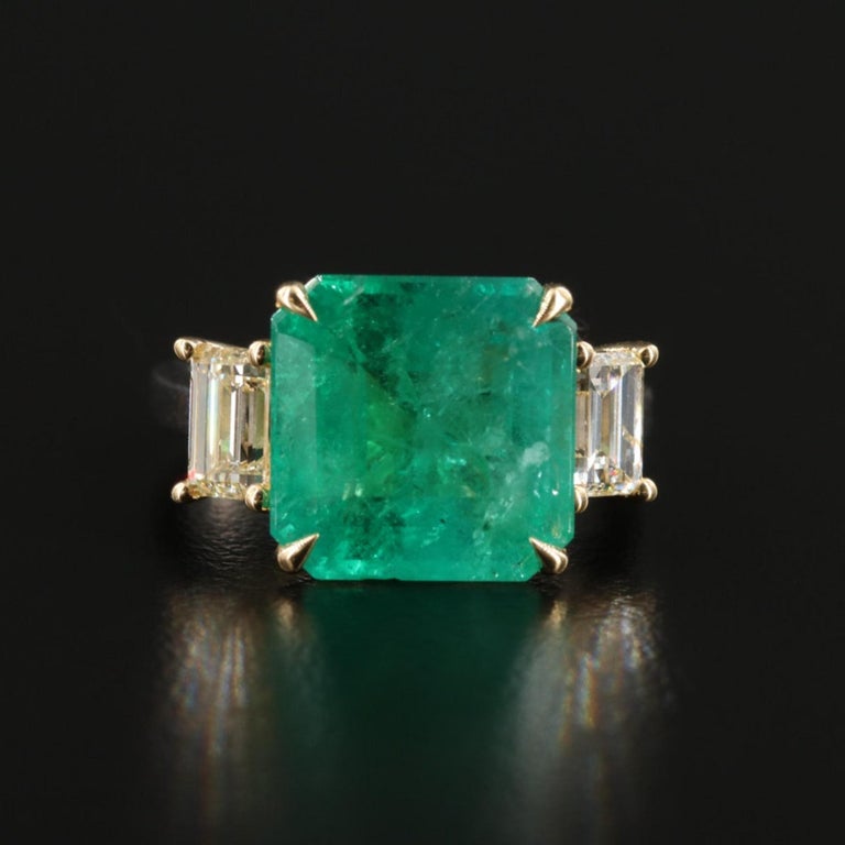 Customizable 3 Stone Emerald Engagement Ring, Emerald Ring, Emerald ...