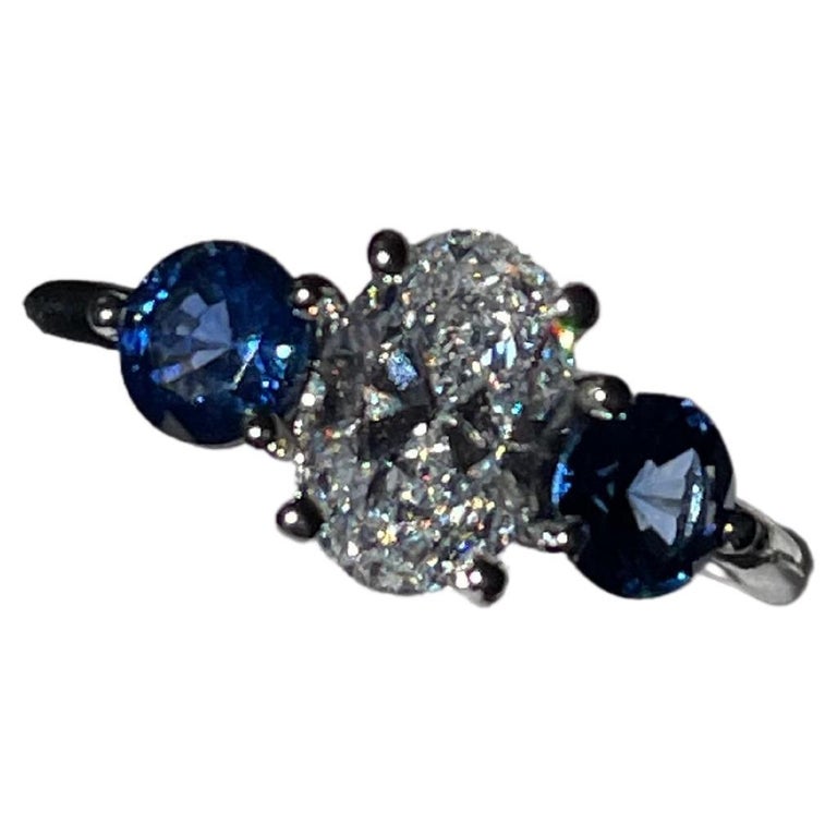 Customizable 3 Stone Engagement Ring Oval Cut Diamond with Round ...