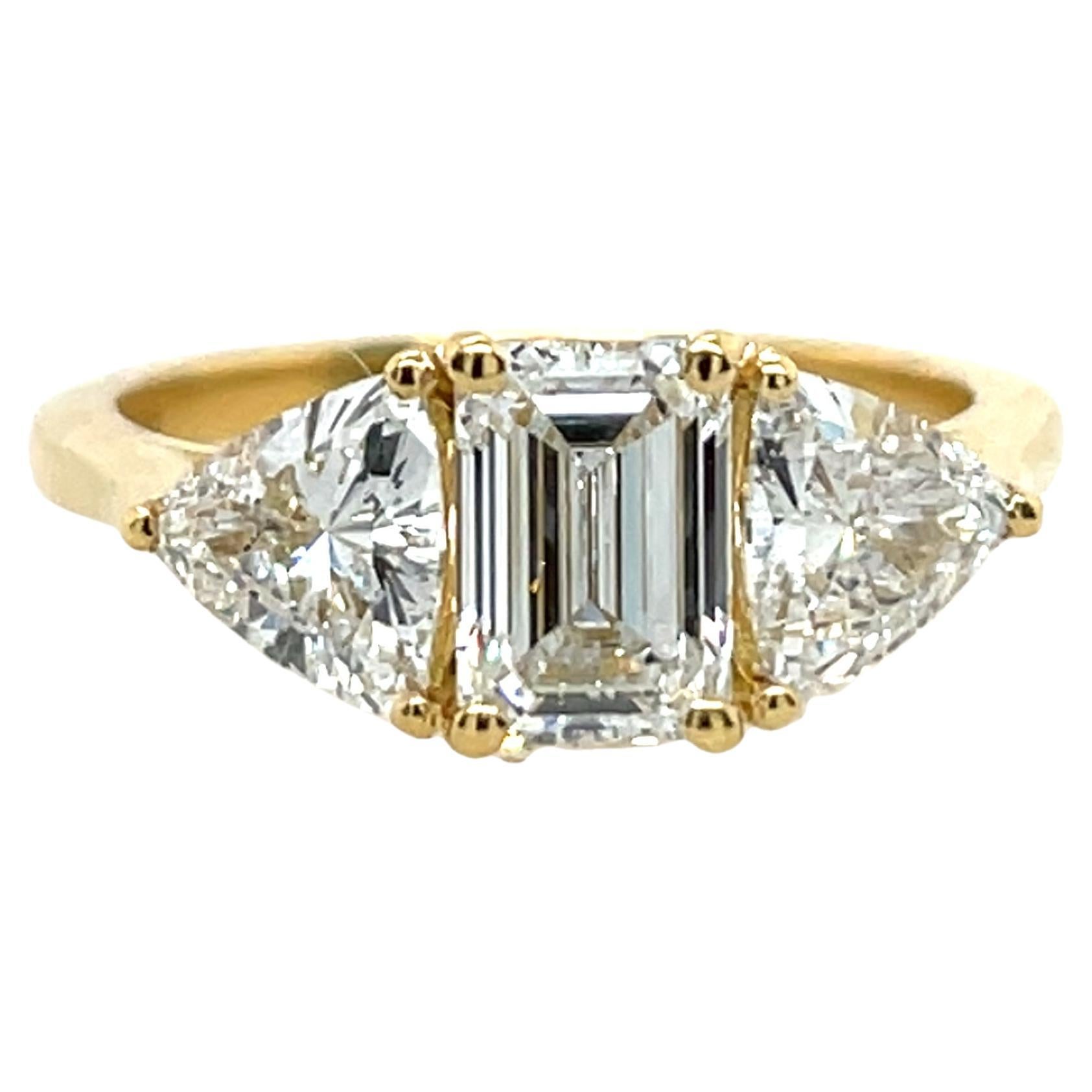 3-Stone Lab Created Diamond Ring Set In 14ct Yellow Gold For Sale at ...