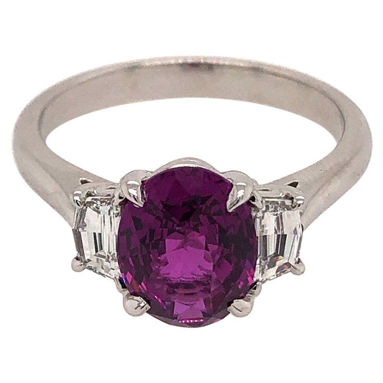 3-Stone Pink Ruby and Diamond Ring For Sale at 1stDibs
