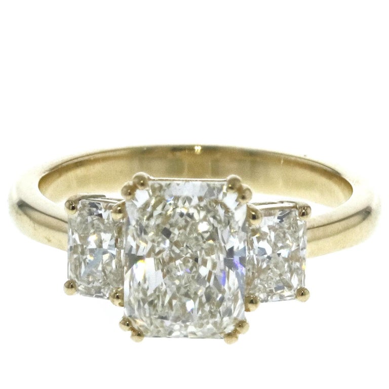 3-Stone Radiant Diamond Engagement Ring For Sale at 1stDibs | 3 stone ...