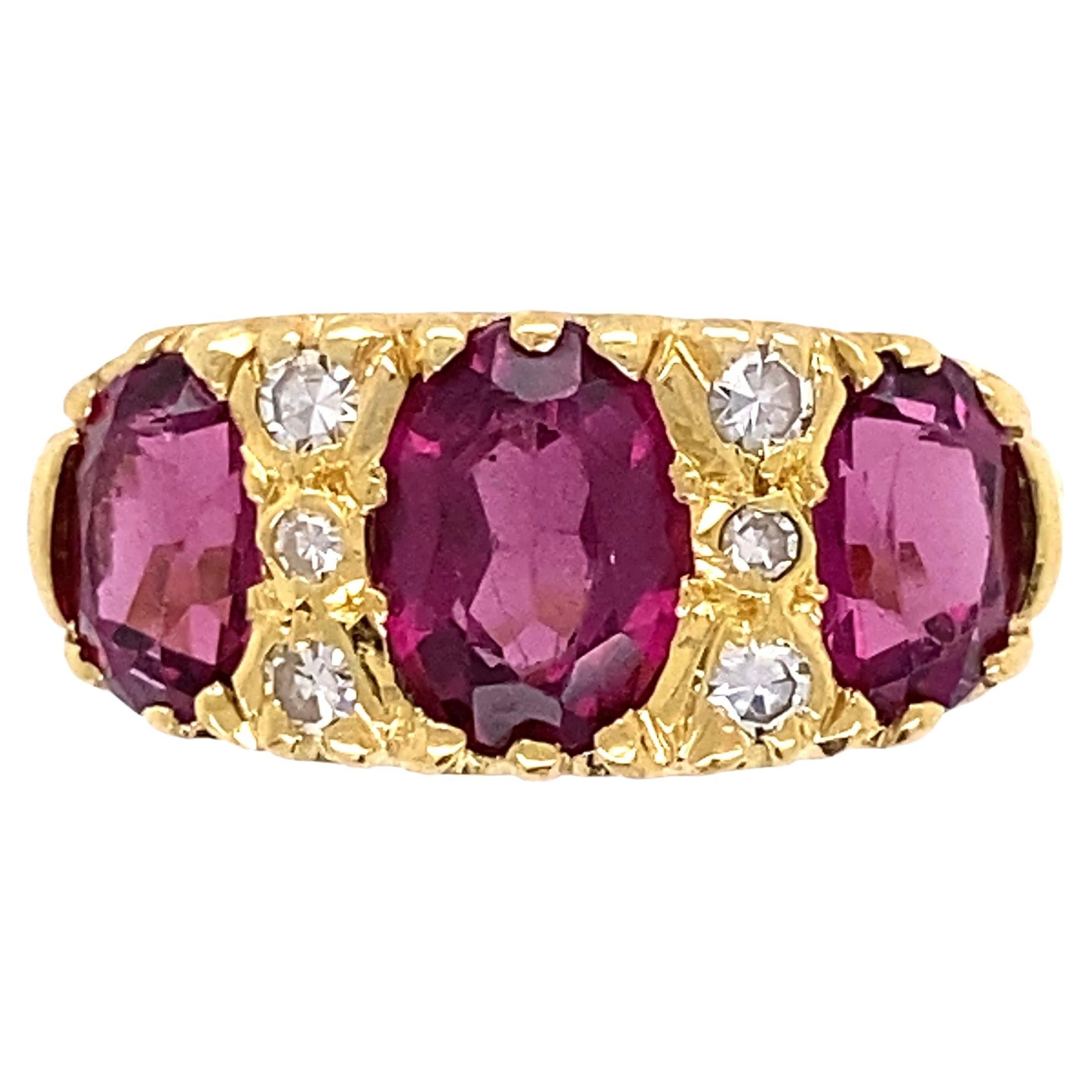 VICTORIAN 5-STONE RUBY RING at 1stDibs | victorian ruby rings