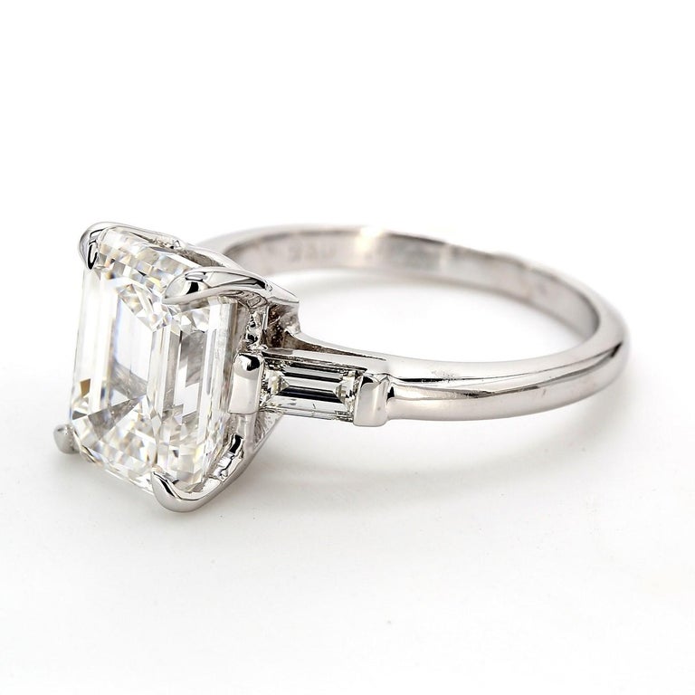 3-Stone Ring w/ GIA Certified F/SI1 3.51ct. Emerald Cut Diamond, D3 ...