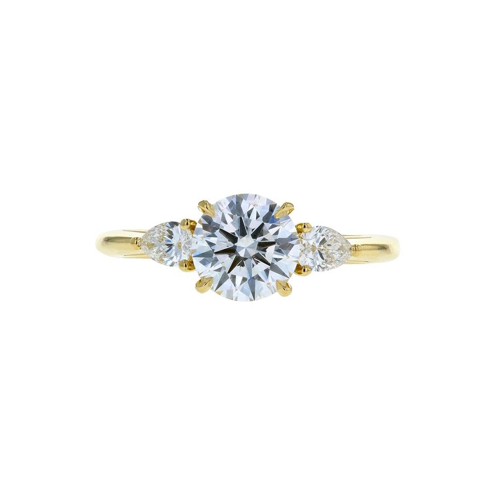 Three-Stone Oval Diamond Engagement Ring with Round Side Diamonds 'GIA ...