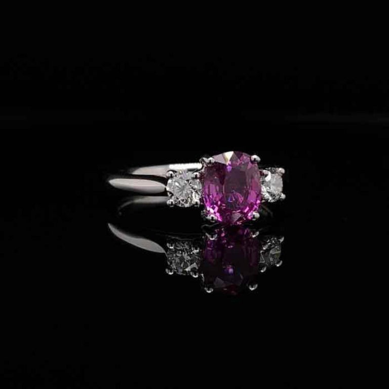 Customizable 3 Stone Unique Pink Sapphire Vintage Diamond Engagement ...