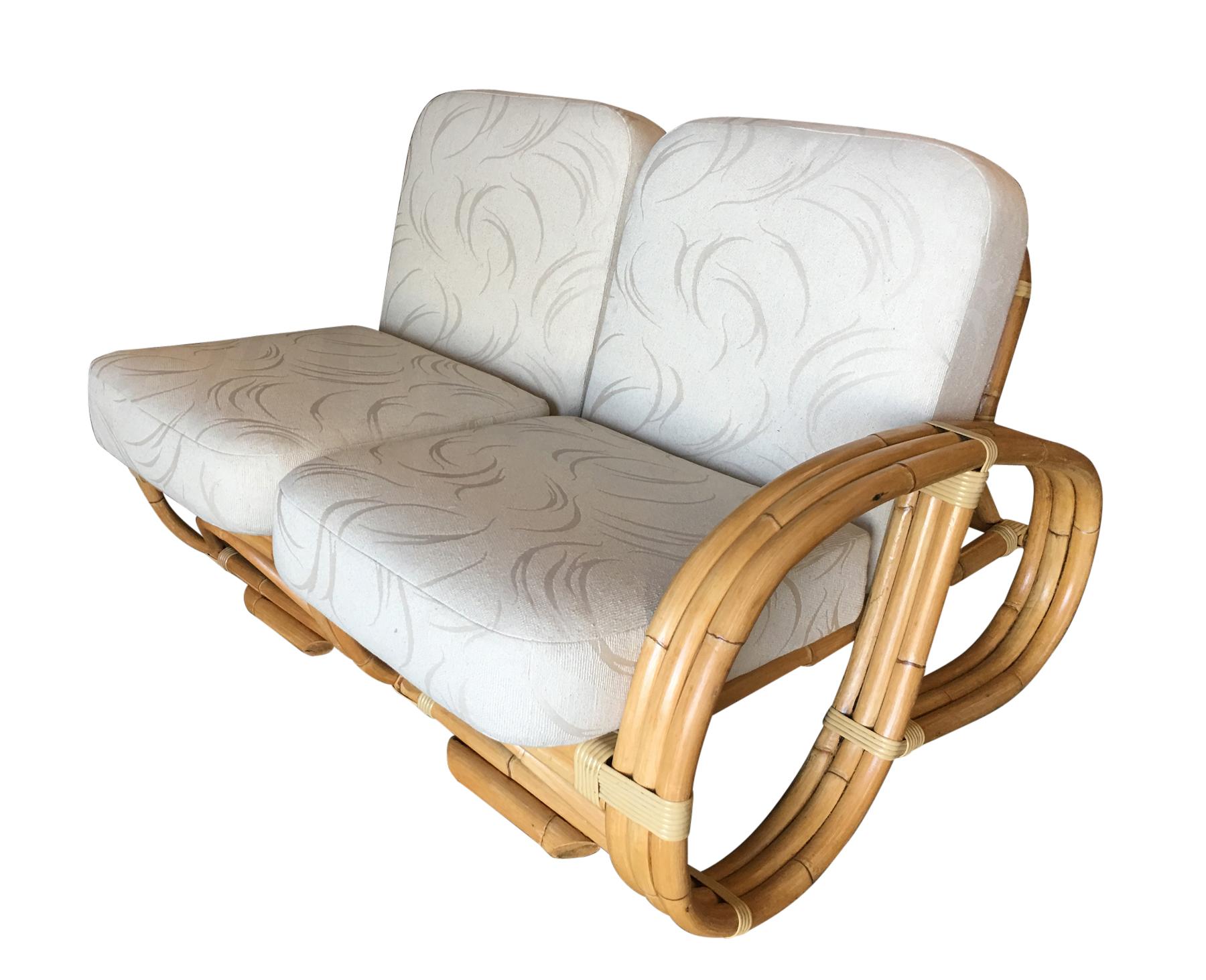 3-Strand "Reverse Pretzel" 2-Seat Sectional Rattan Corner Sofa with ...