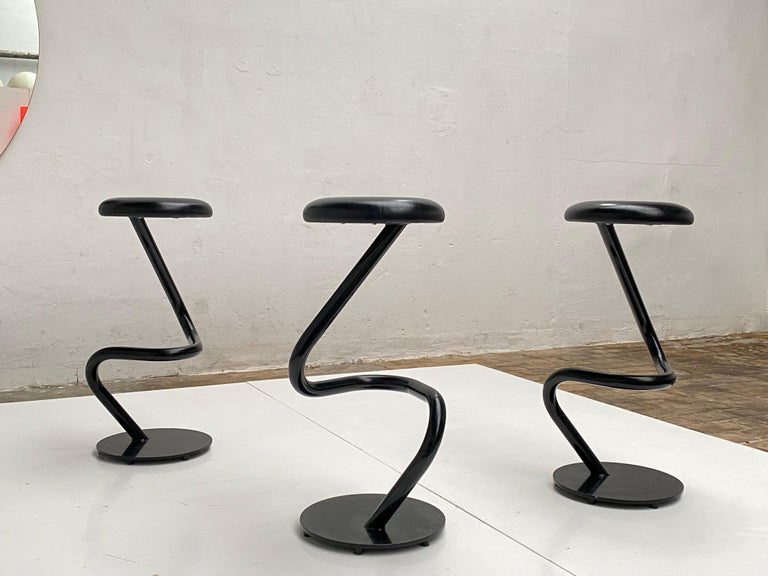 3 Sturdy Swiss Made Heavy Quality Black Leather and Steel High Bar ...