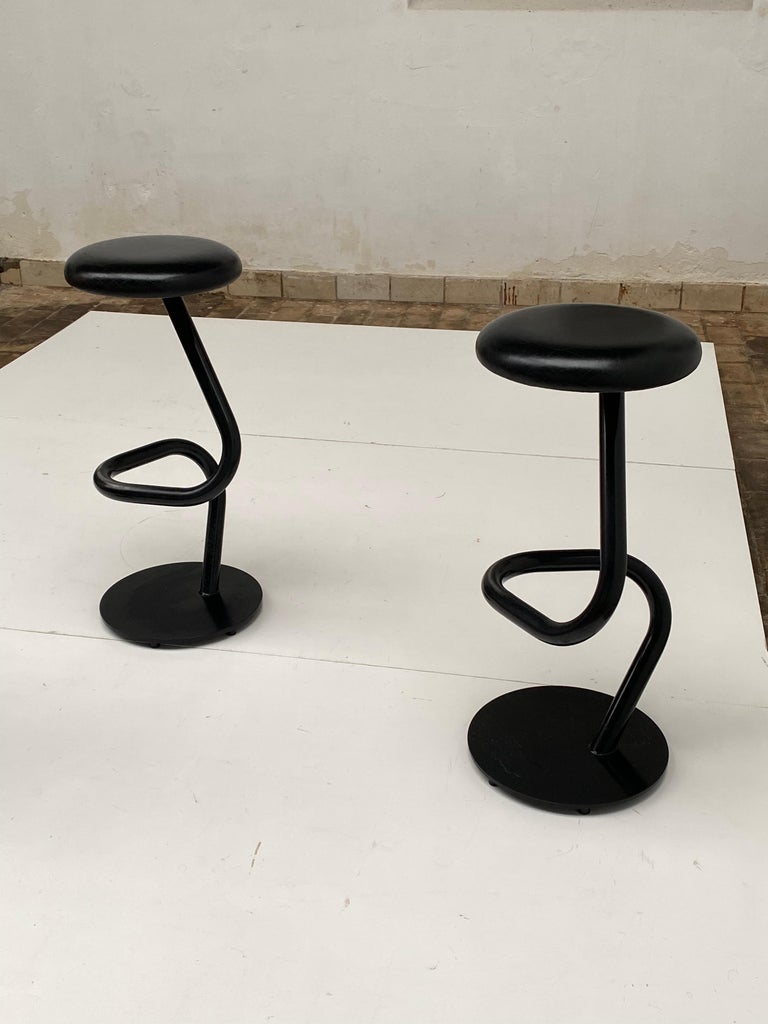 3 Sturdy Swiss Made Heavy Quality Black Leather and Steel High Bar ...