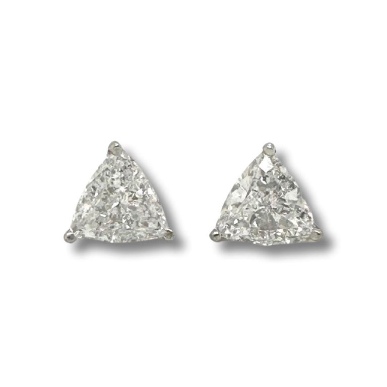 3 Tcw Trillion Cut Diamond Earrings Set in 950 Platinum For Sale at 1stDibs