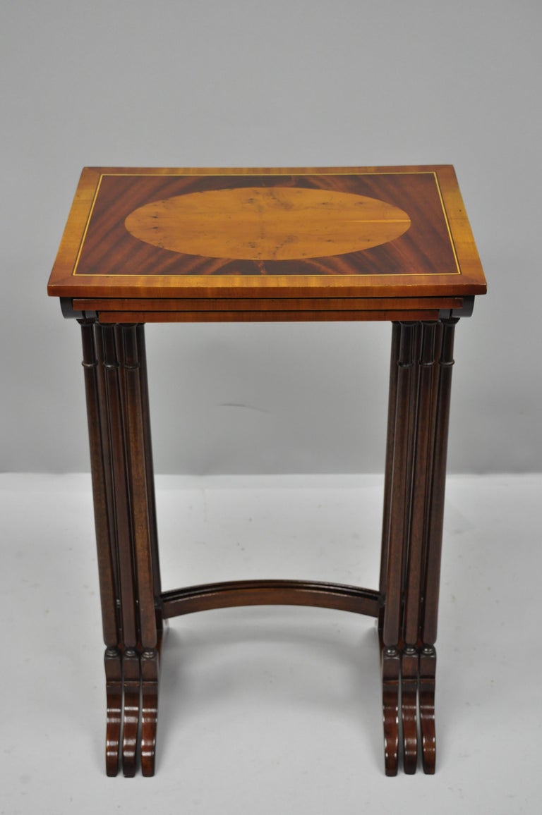3-Tier Yew Wood and Mahogany English Regency Style Inlaid Nesting End ...