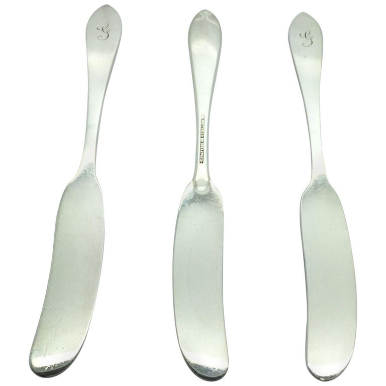 3 Tiffany and Co. Sterling Silver Faneuil 1910 Flat Handle Butter ...
