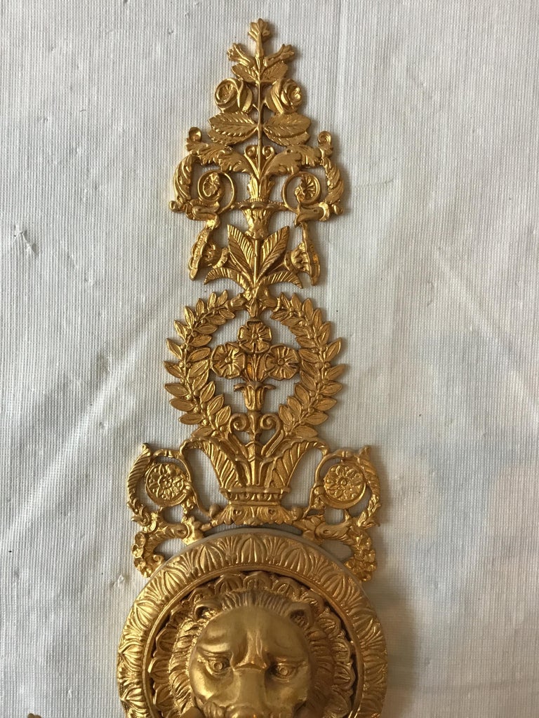 3 Versace Style Gold-Plated Lion Head Classical Sconces For Sale at 1stDibs