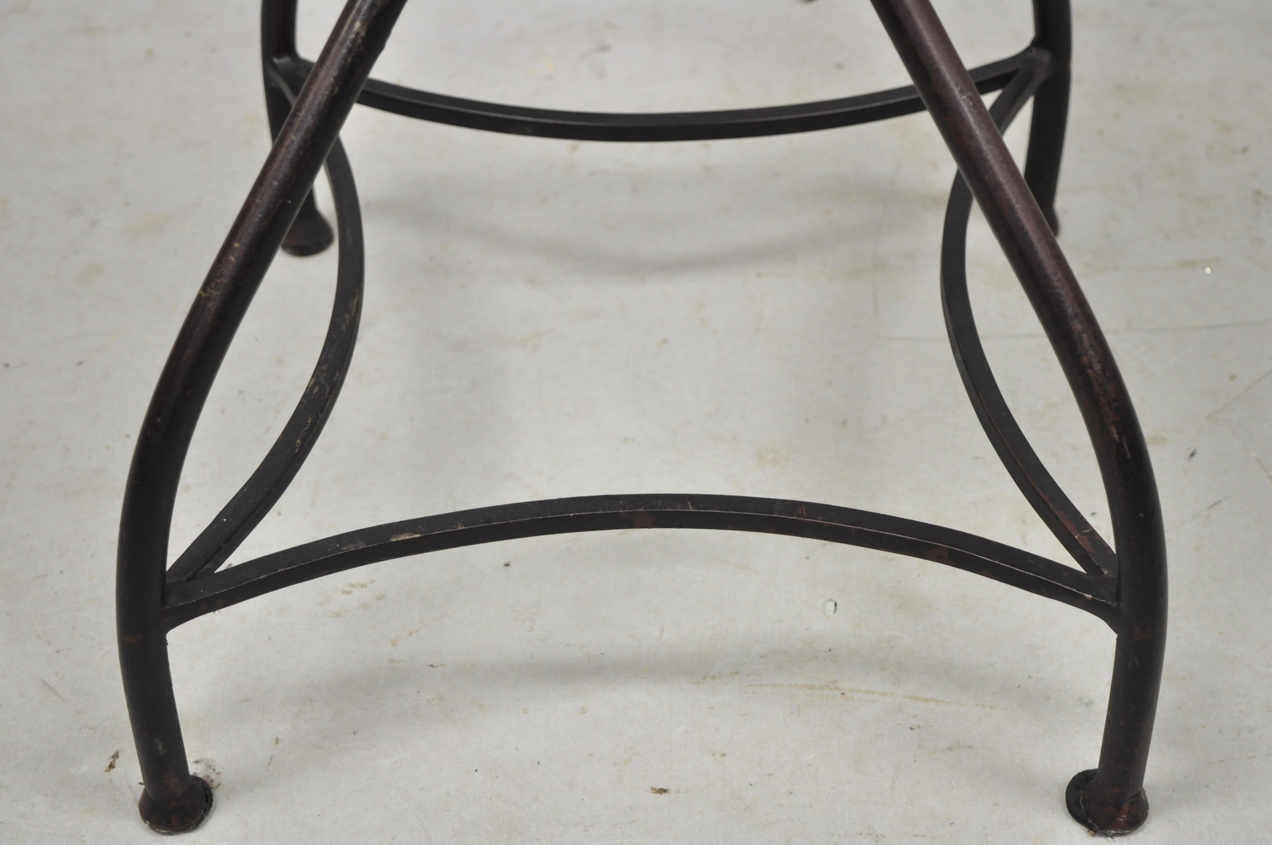 3 Wrought Iron Adjustable American Industrial Counter Bar Stools at 1stDibs