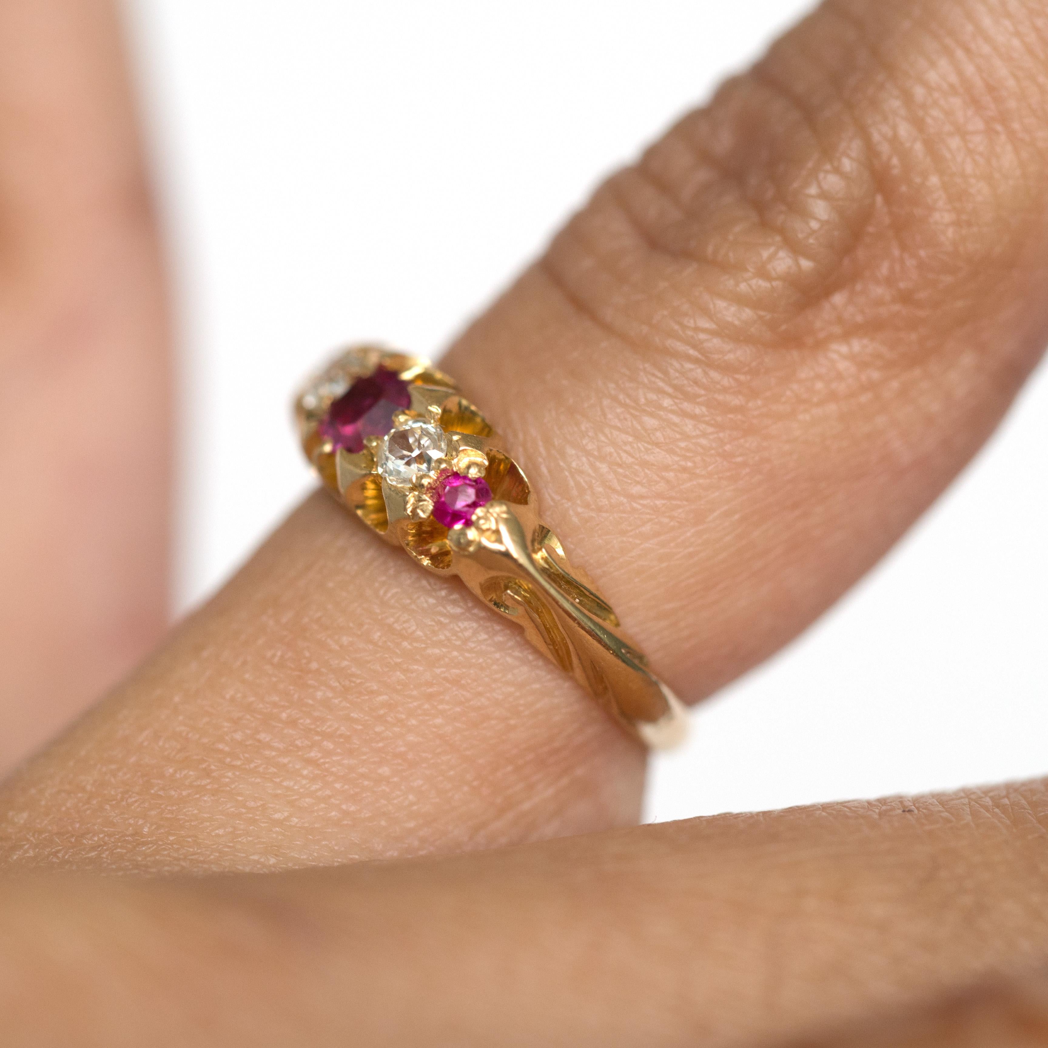 .30 Carat Total Weight Ruby Yellow Gold Engagement Ring at 1stDibs
