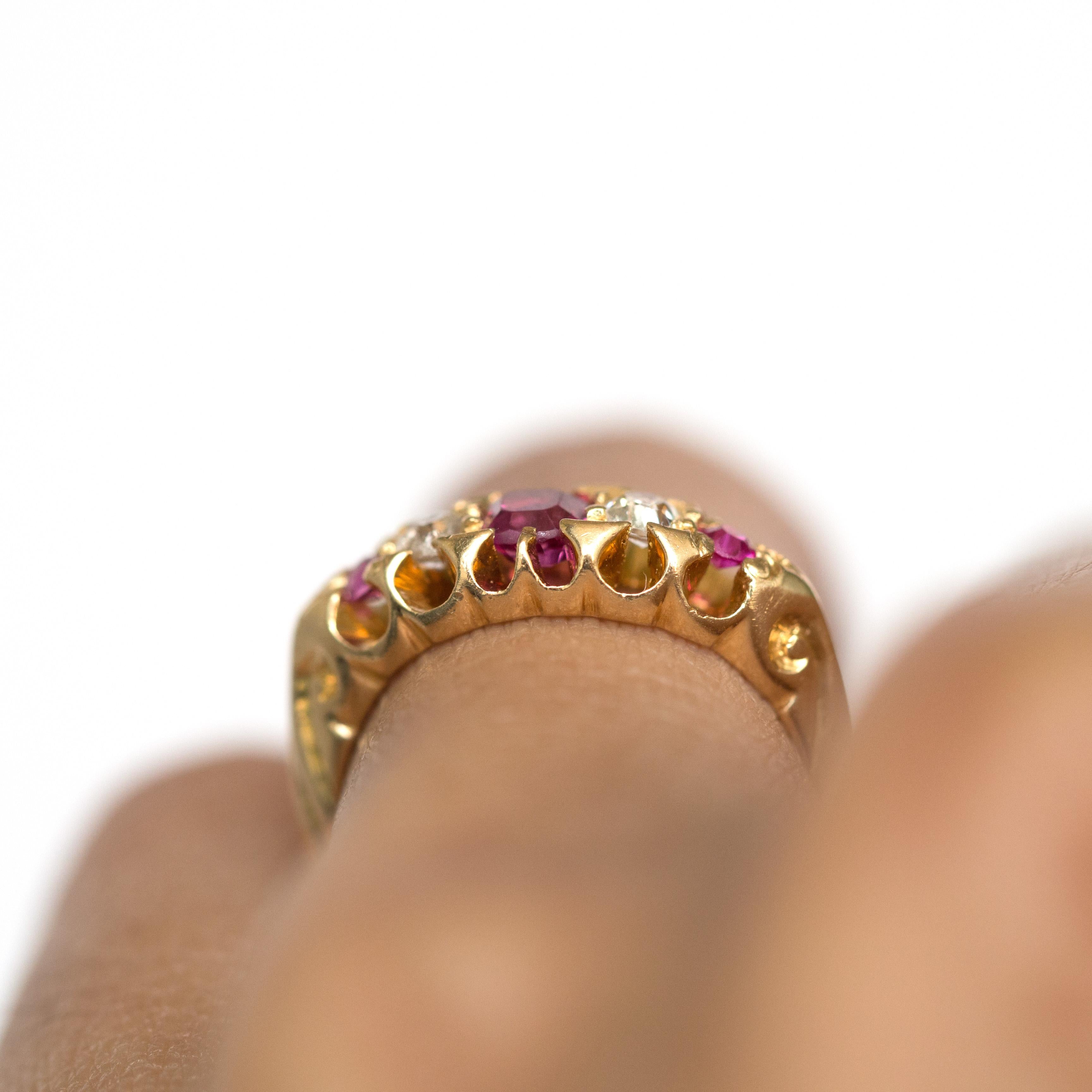 .30 Carat Total Weight Ruby Yellow Gold Engagement Ring at 1stDibs